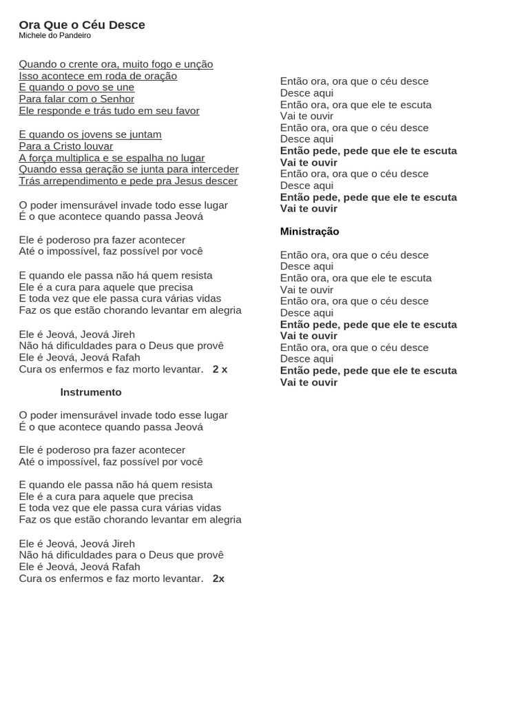 Ora Que o Céu Desce | PDF