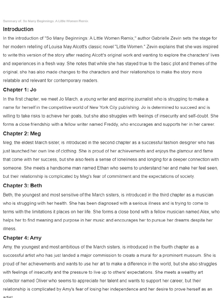 So Many Beginnings - A Little Women Remix | PDF