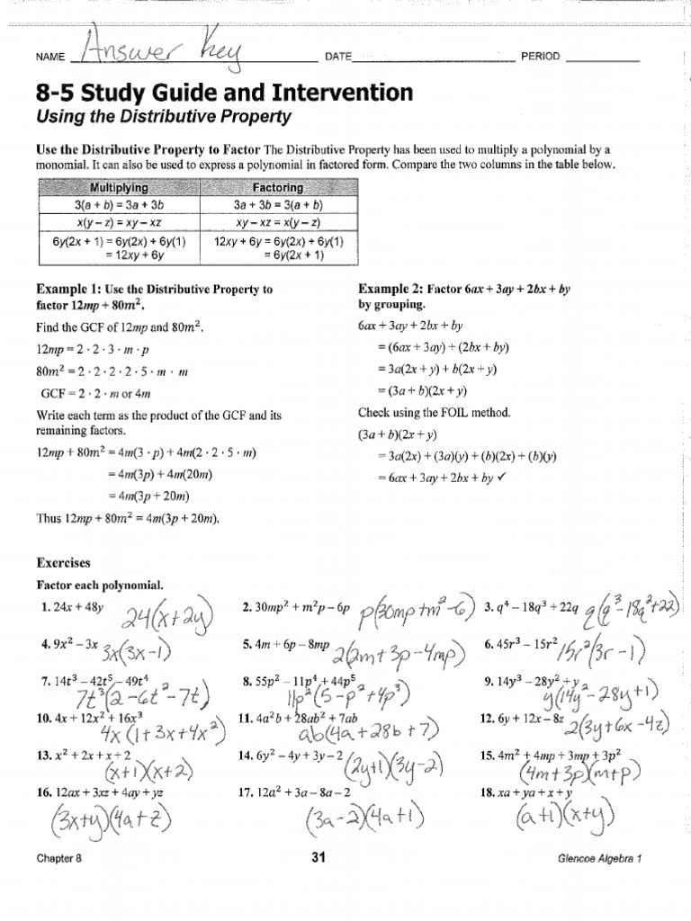 8-5 Study Guide and Intervention | PDF