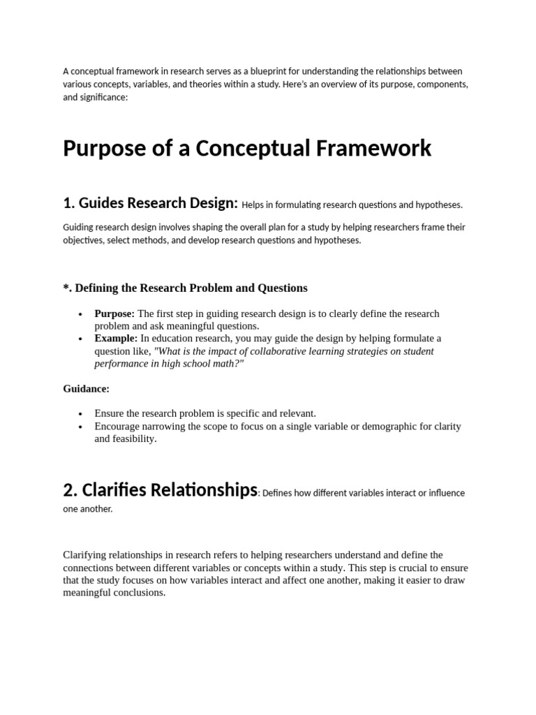 A Conceptual Framework in Research Serves As A Blueprint For ...