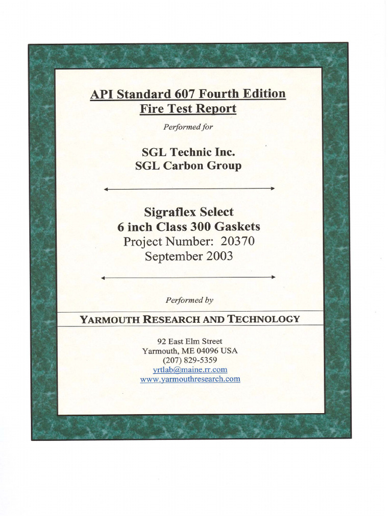 SGL Test Report SIGRAFLEX SE LECT API607 EN | PDF