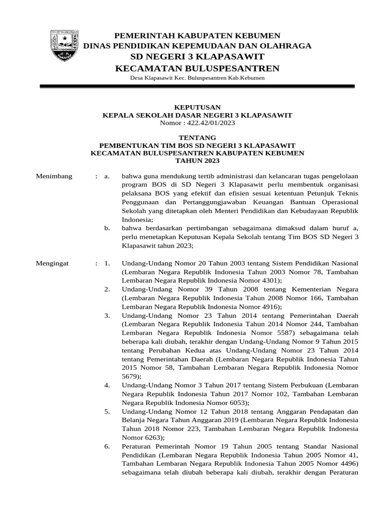 SK Tim Bos 2023 | PDF