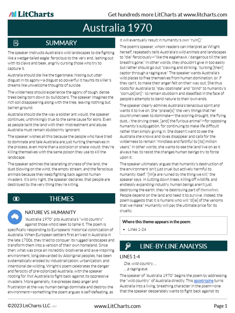 LitCharts Australia 1970 | PDF | Metre (Poetry) | Poetry