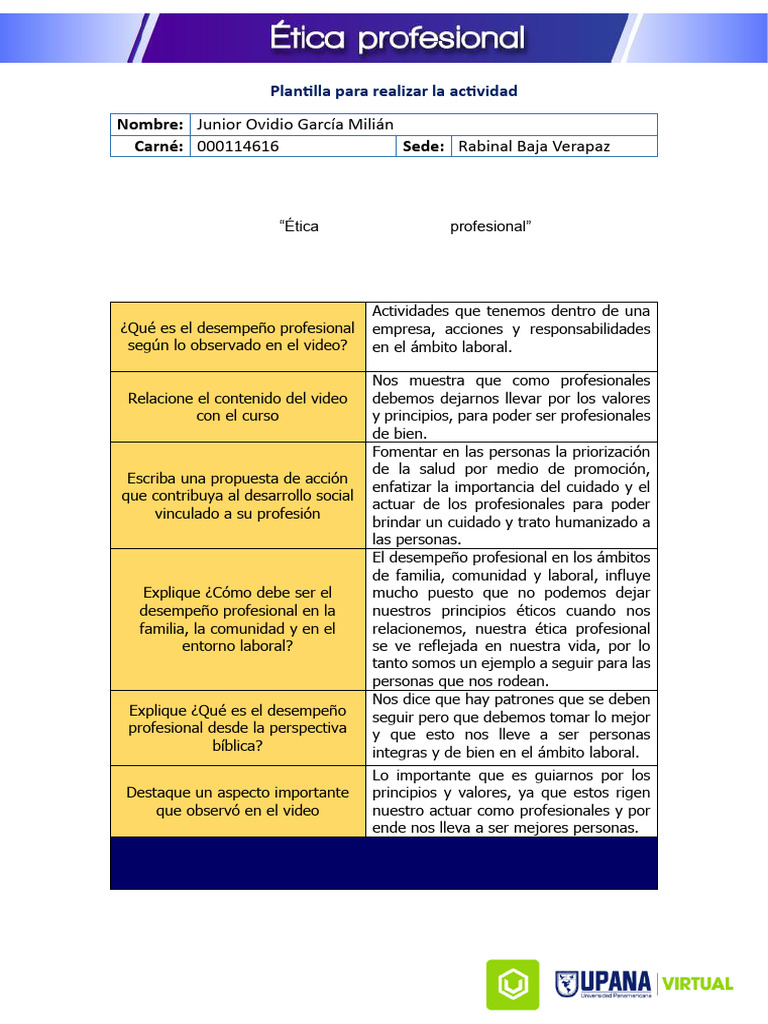 Junior Ovidio - García Milián - Organizador - Ética - 06 de Octubre | PDF