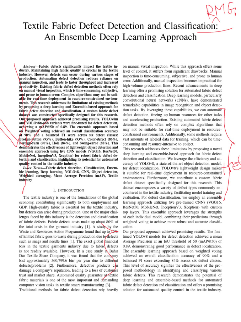 Fabric Defect Detection Reviewed Digital - Image - Processing | PDF | Deep Learning | Textiles