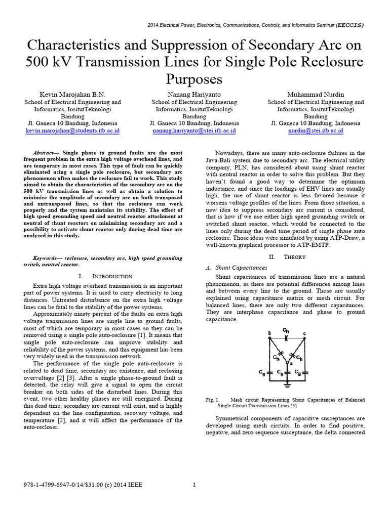Suppressing Secondary Arc in 500 kV Lines | PDF | Capacitor | Electric Power Transmission