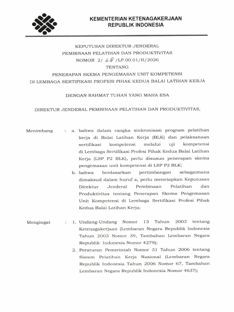 Dokumen Pengemasan Unit Kompetensi LSP P2 BLK PDF | PDF