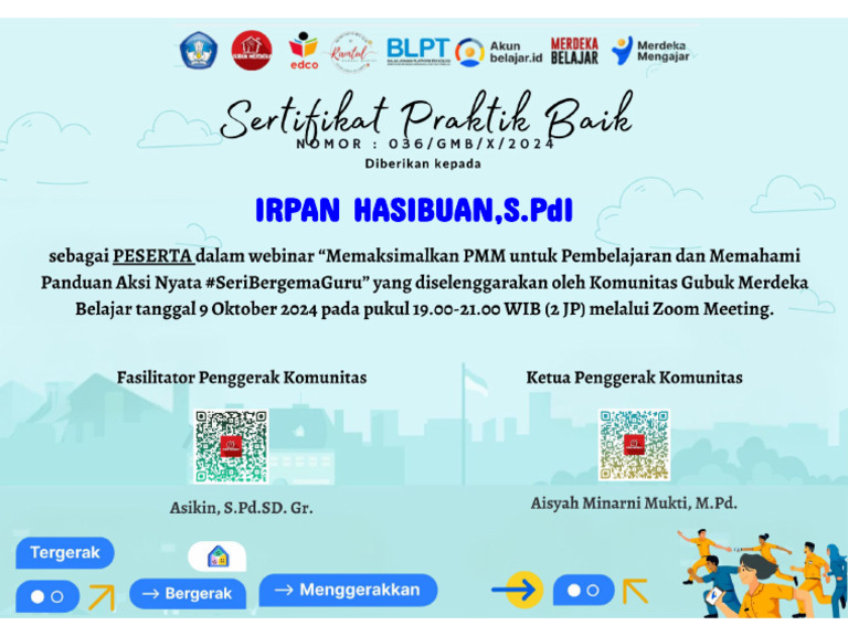 Sertifikat - Irpan Hasibuan, S.pdi-3 | PDF