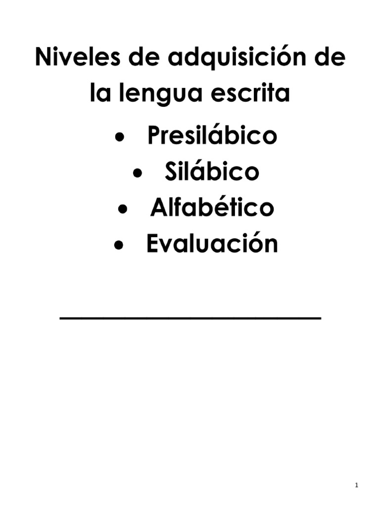 Niveles de Adquisición de La Lengua Escrita | PDF