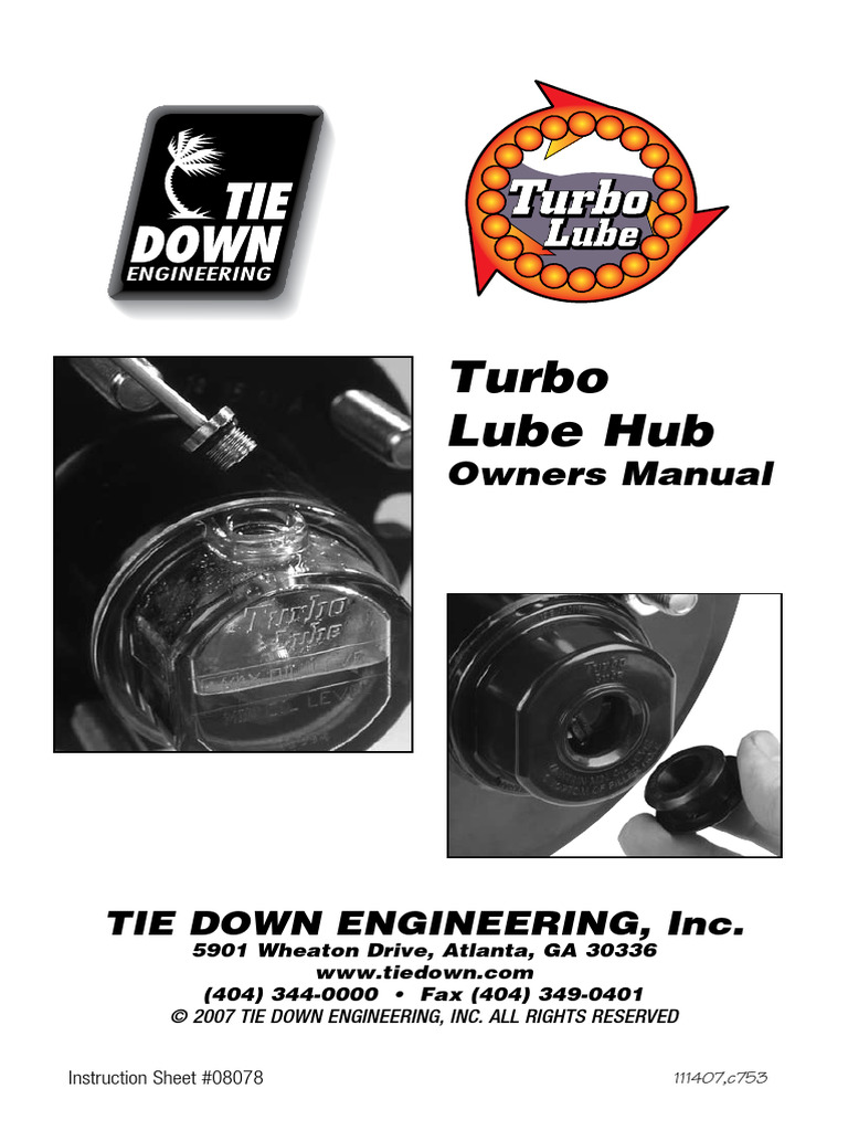 TDE Hub Turbo Lube Owners Manual Pub C753 | PDF | Bearing (Mechanical) | Nut (Hardware)
