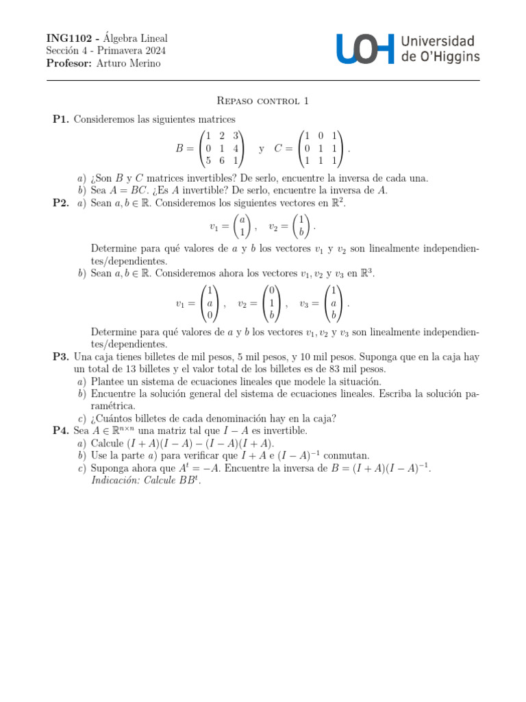 Gu A Repaso Control 1 | PDF