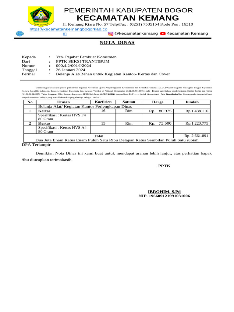 Contoh Pengajuan Pengadaan Ekatalog Dan PL | PDF