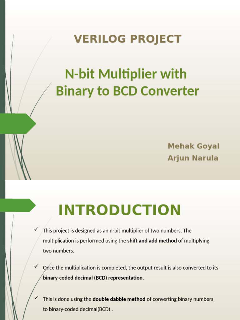 N-Bit Multiplier Presentation | PDF