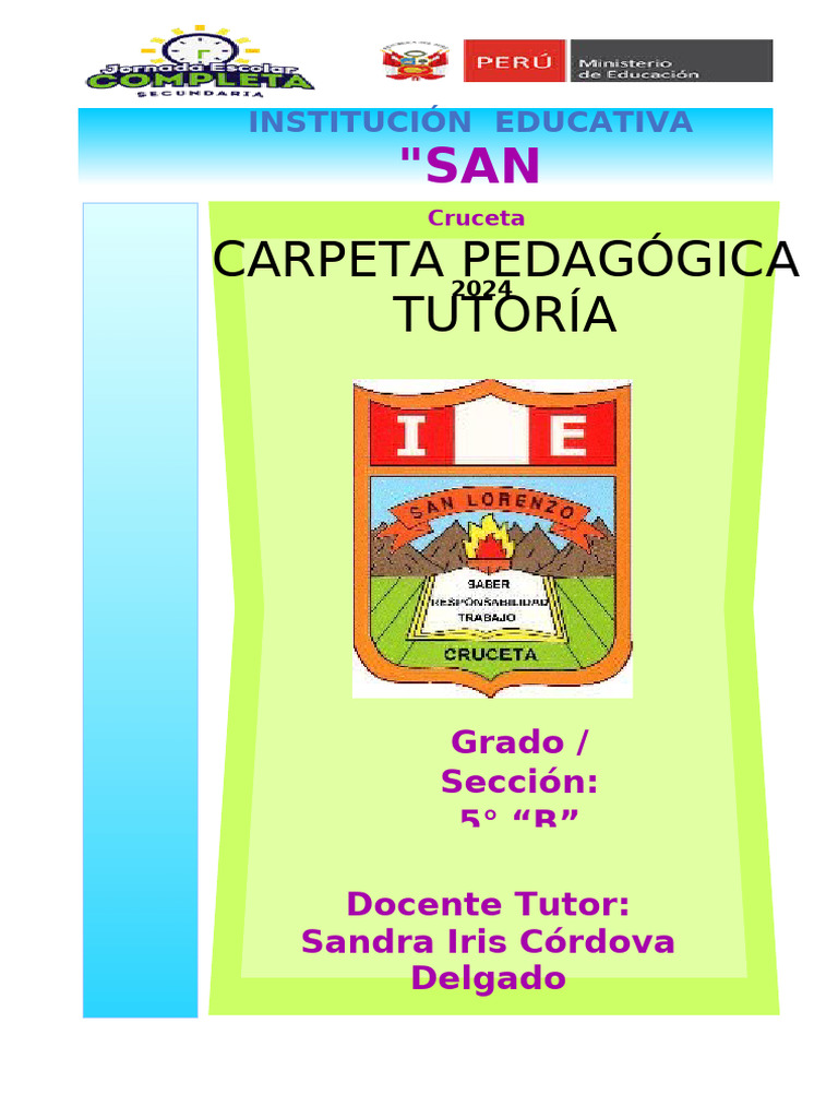 CARPETA TUTORÍA 2024 | PDF | Salón de clases | Maestros