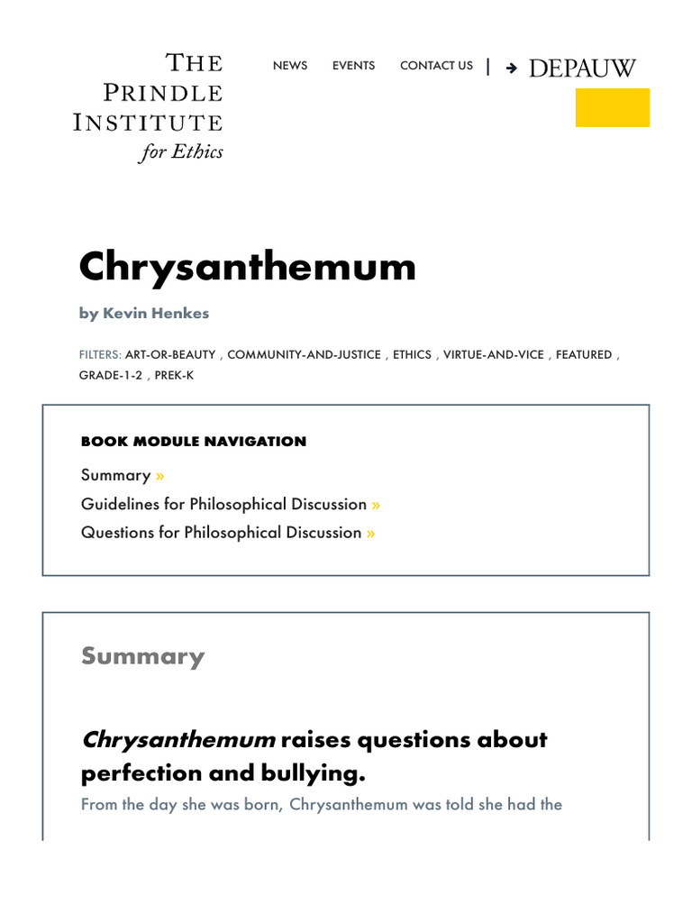 Chrysanthemum - Teaching Children Philosophy - The Prindle Institute ...