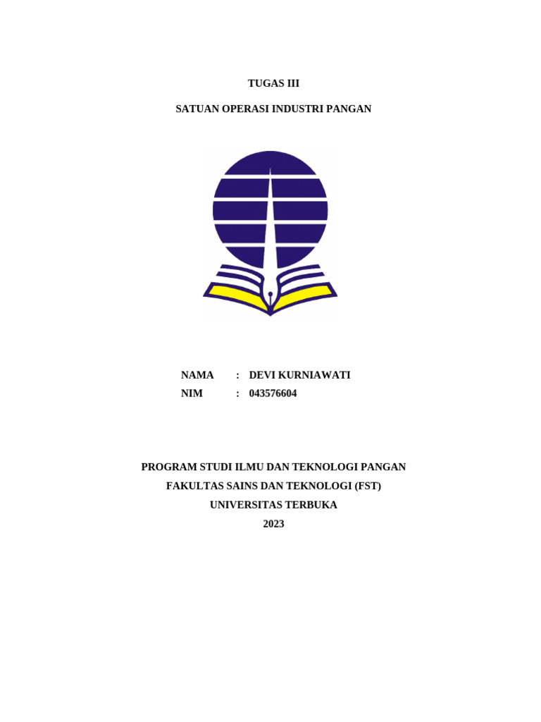 Tugas III - SATUAN OPERASI INDUSTRI - DEVI | PDF | Kesehatan Holistik
