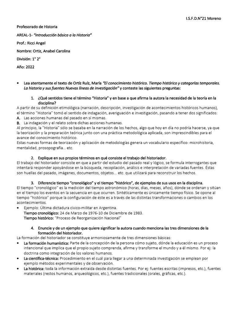 1er TP Ricci | PDF | Hora | Historiador