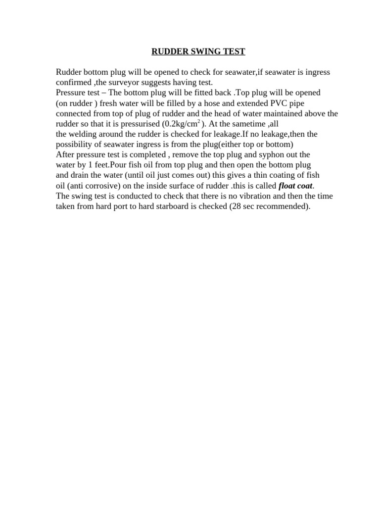 Rudder Swing Test Pdf Technology Engineering