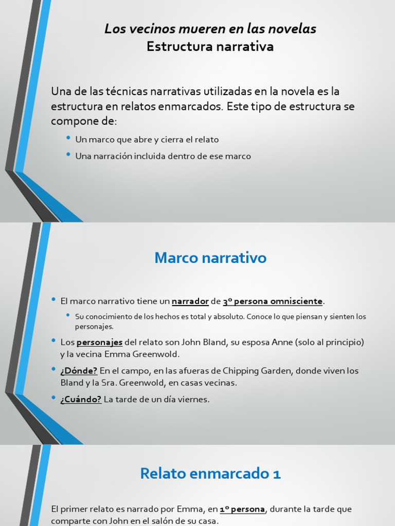Estructura Narrativa de Los Vecinos Mueren en Las Novelas | PDF ...