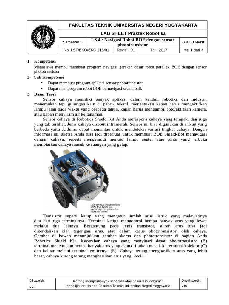 Labsheet 05 Robot Parallax | PDF