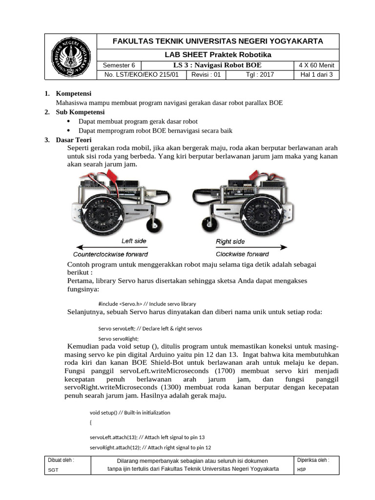 Labsheet 03 Robot Parallax | PDF