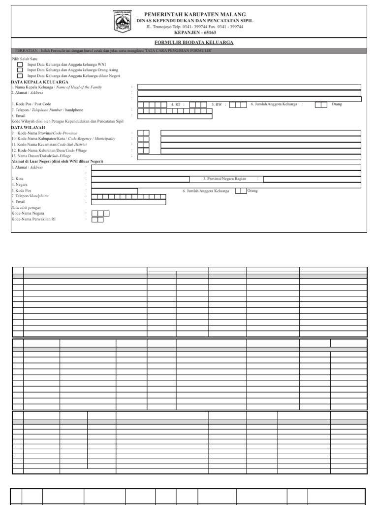 FORM F-1.01 Formulir Biodata Keluarga (1) | PDF