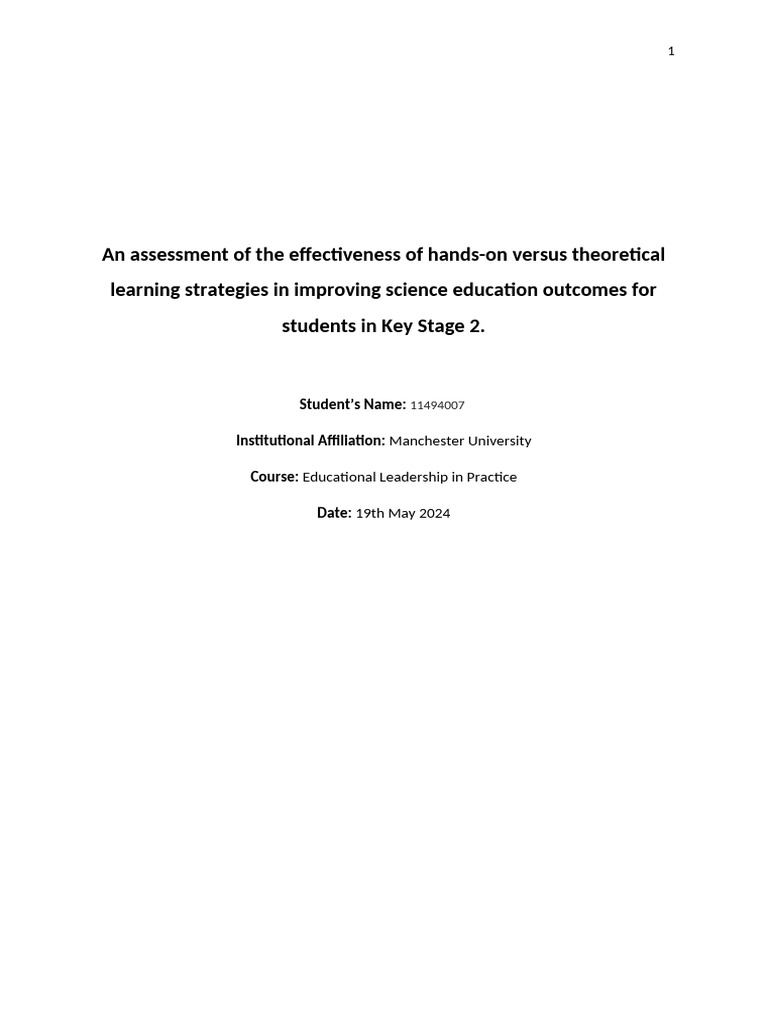 Teaching and Learning Project - Final Final | PDF | Statistics | Science