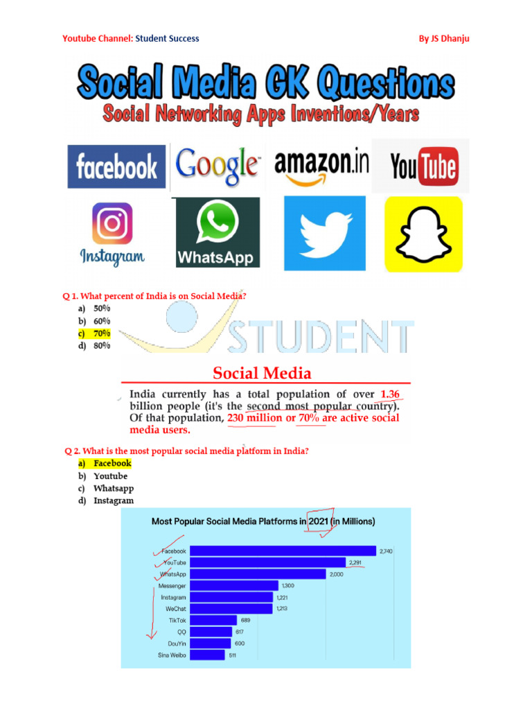 Social Media Quiz for Students | PDF | Games & Activities | Social Science