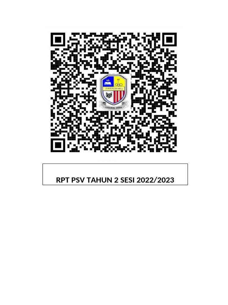QR Code RPT PSV Tahun 2 Sesi 2022 2023 | PDF