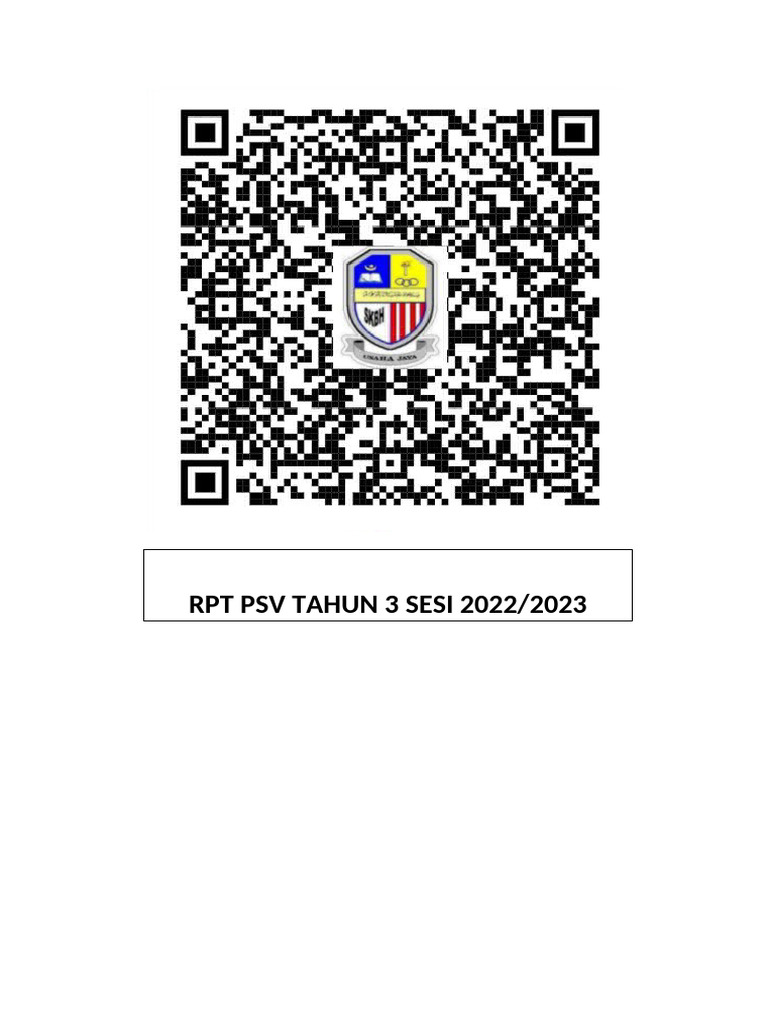 QR Code RPT PSV Tahun 3 Sesi 2022 2023 | PDF
