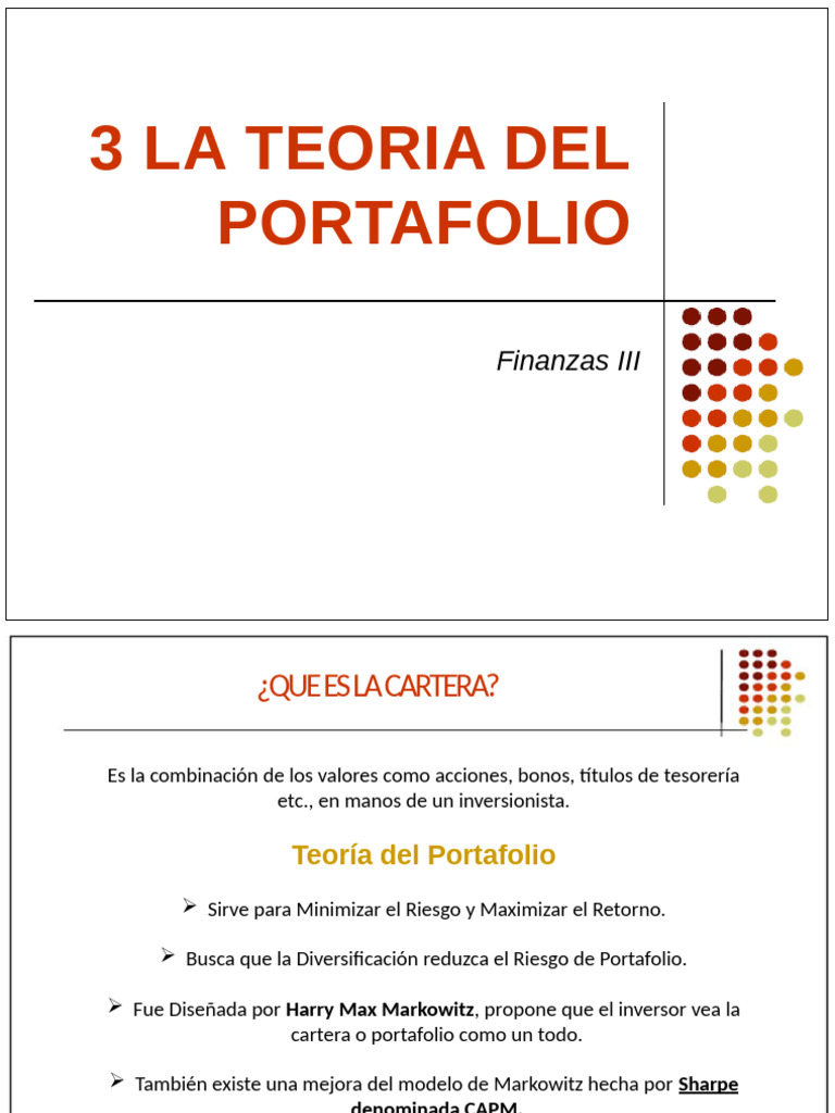 3 Teoria de Carteras | PDF | Portafolio (Finanzas) | Teoría moderna de la cartera