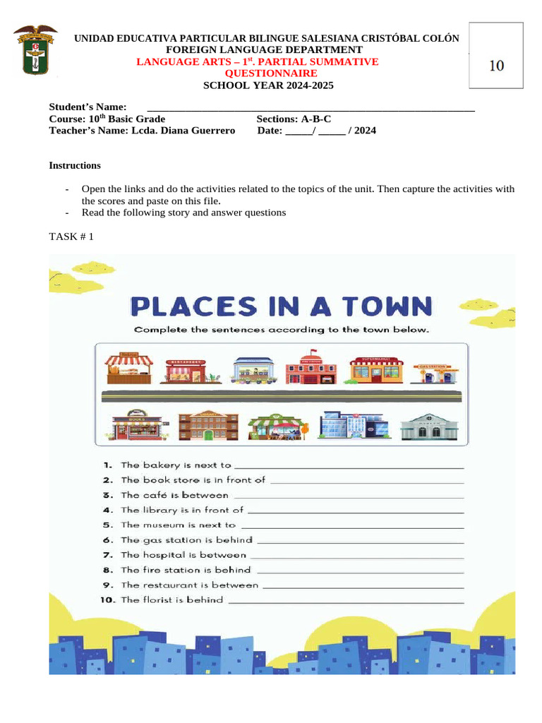 10mo Basico Summative 1st. Partial-2nd Trimester LA2024 | PDF