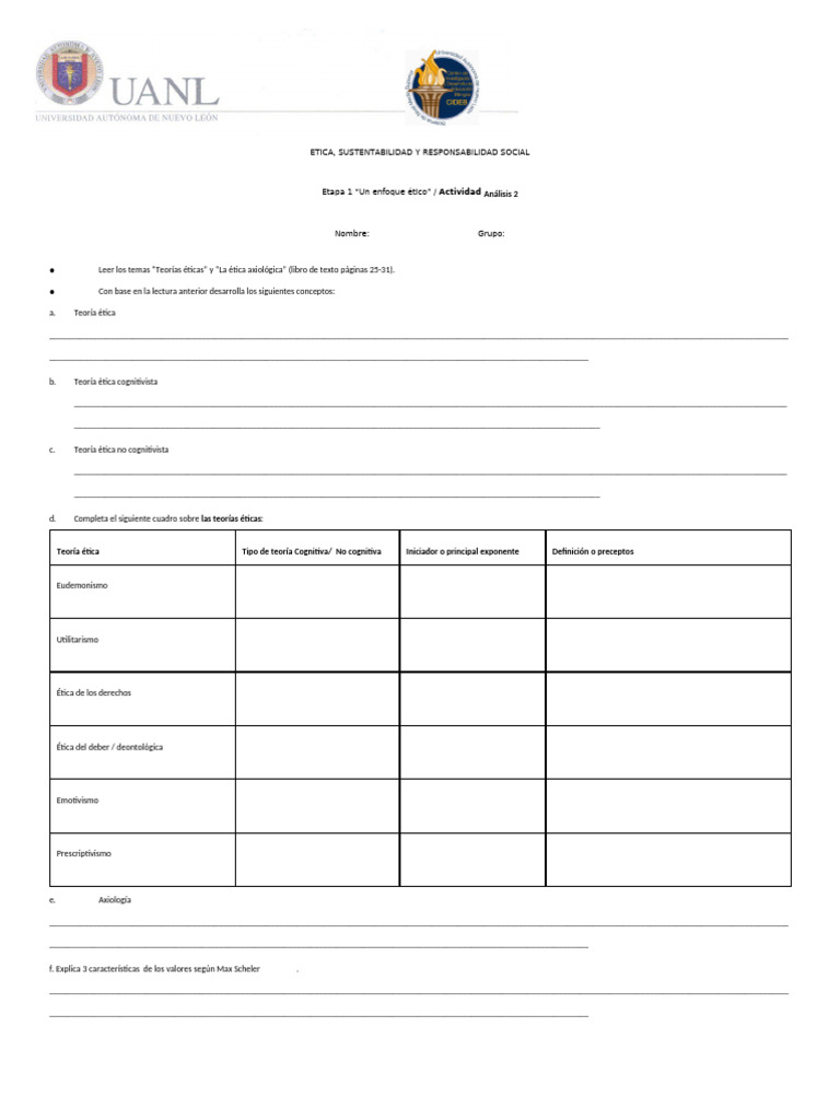 Act Analisis 2 E1 | PDF | Axiología