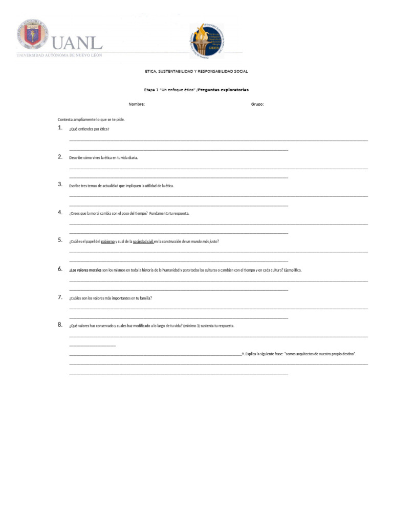 Preguntas Exploratorias E1 | PDF | Crecimiento personal y profesional | Relaciones personales ...