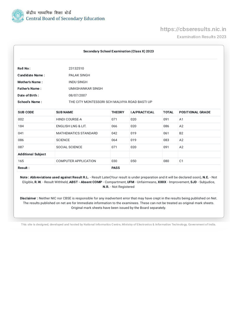 CBSE Results 2023 | PDF | Student Assessment And Evaluation ...