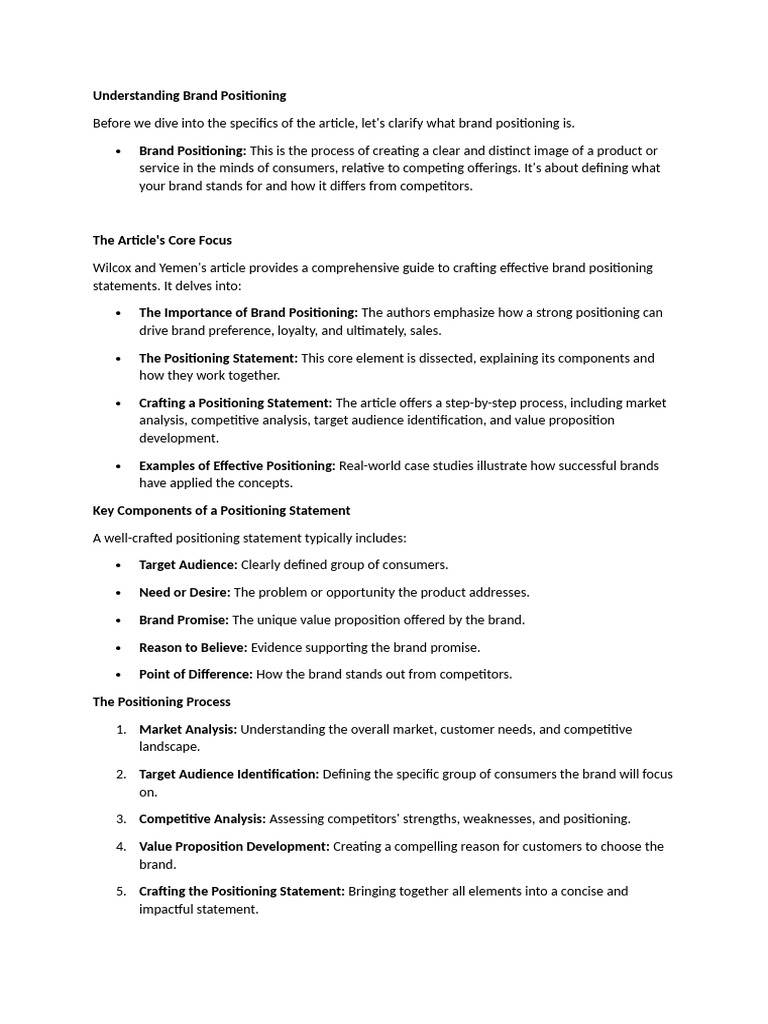 Understanding Brand Positioning | PDF | Brand | Target Audience Understanding Brand Positioning | PDF | Brand | Target Audience