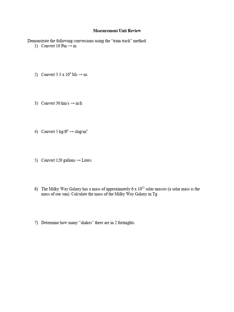Measurement Quiz_Review_2021 | PDF | Gallon | Density