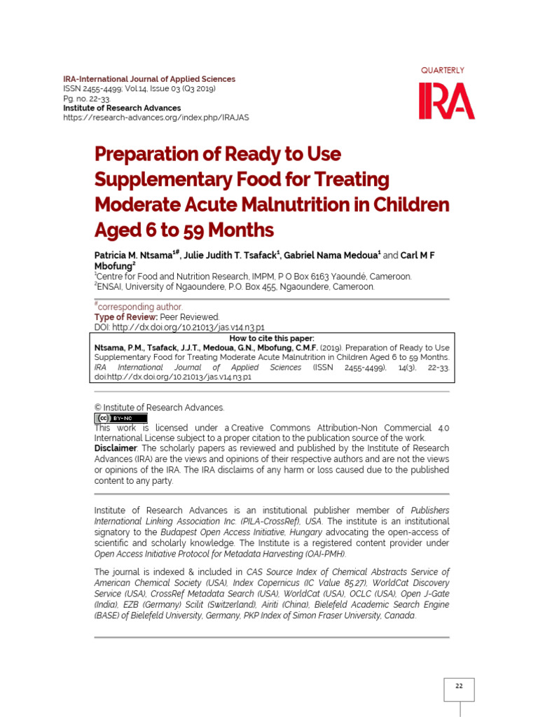 RUSF Preparation for Moderate Malnutrition | PDF | Malnutrition | Nutrition