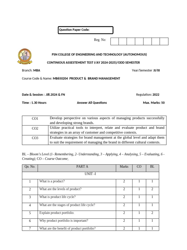 Product & Brand Management Exam Guide | PDF | New Product Development ...