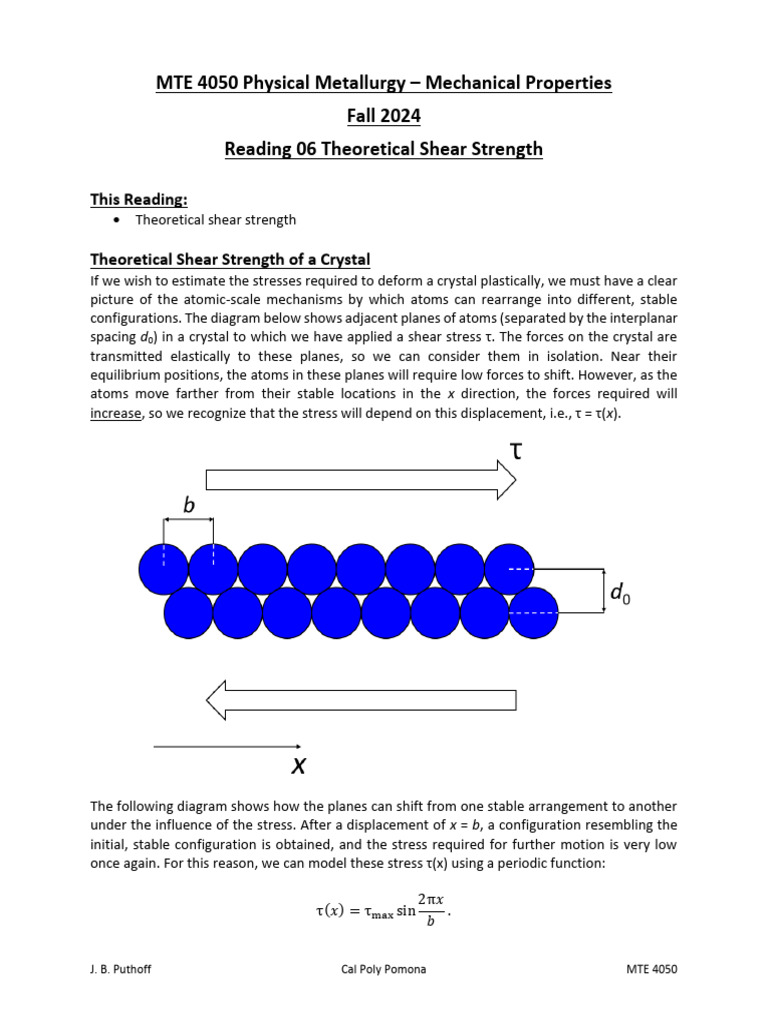MTE 4050 Reading 06 Theoretical Shear Strength | PDF | Plasticity ...
