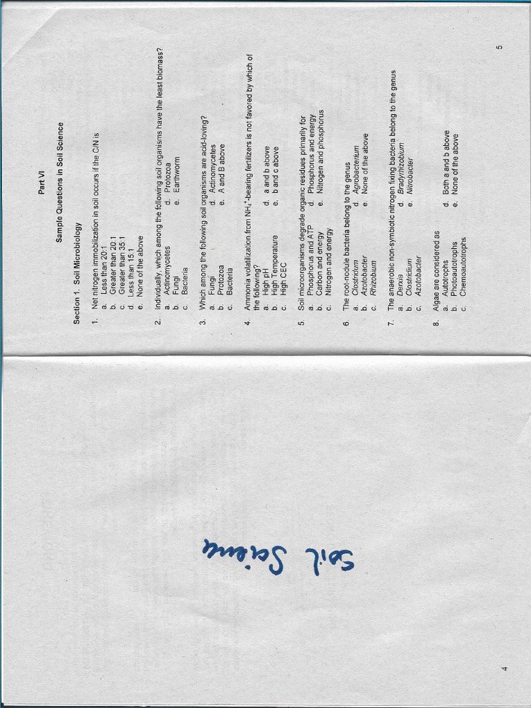 Soil Science Review Questions | PDF