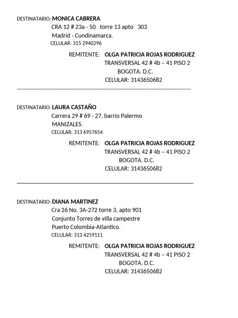 Formato de Envios | PDF