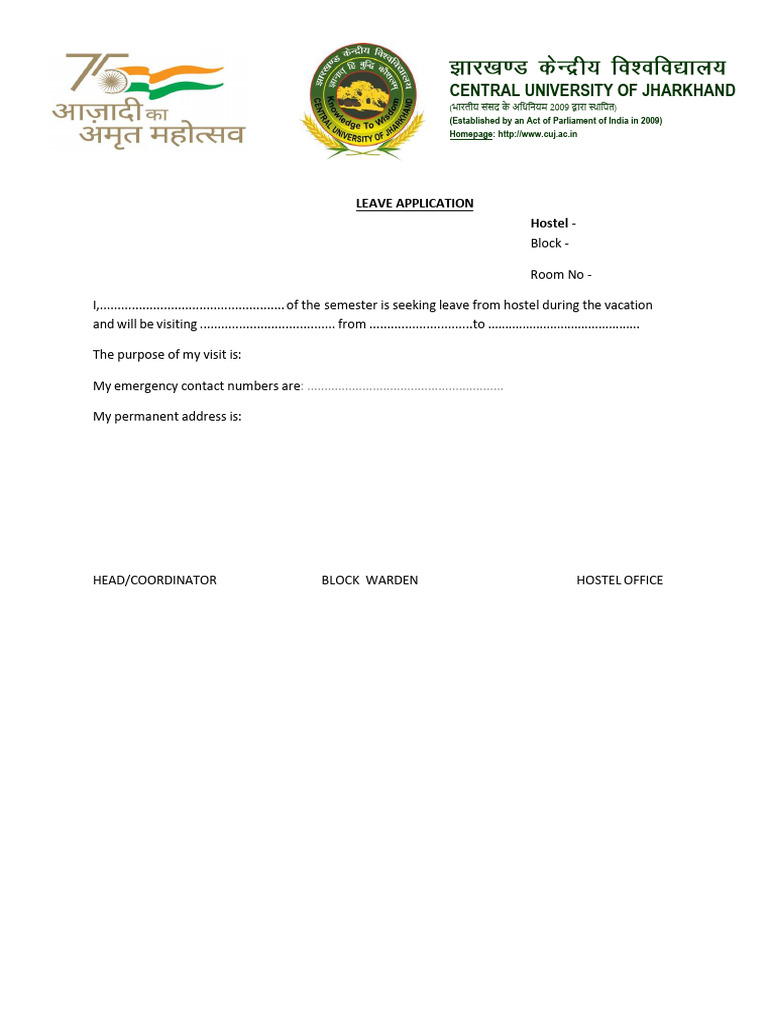 Hostel Leave and Gate Pass Form PDF | PDF