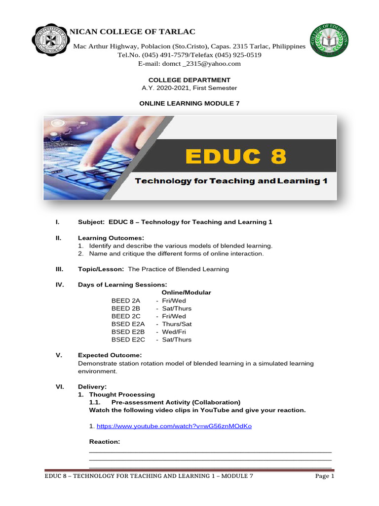 Week7 Module Educ8 | PDF | Learning | Educational Technology