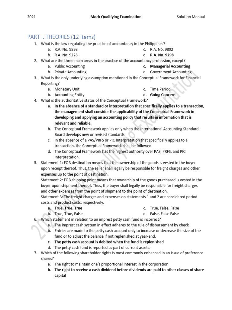 2021 Mock Quali Exam Solman | PDF | Banks | Dividend