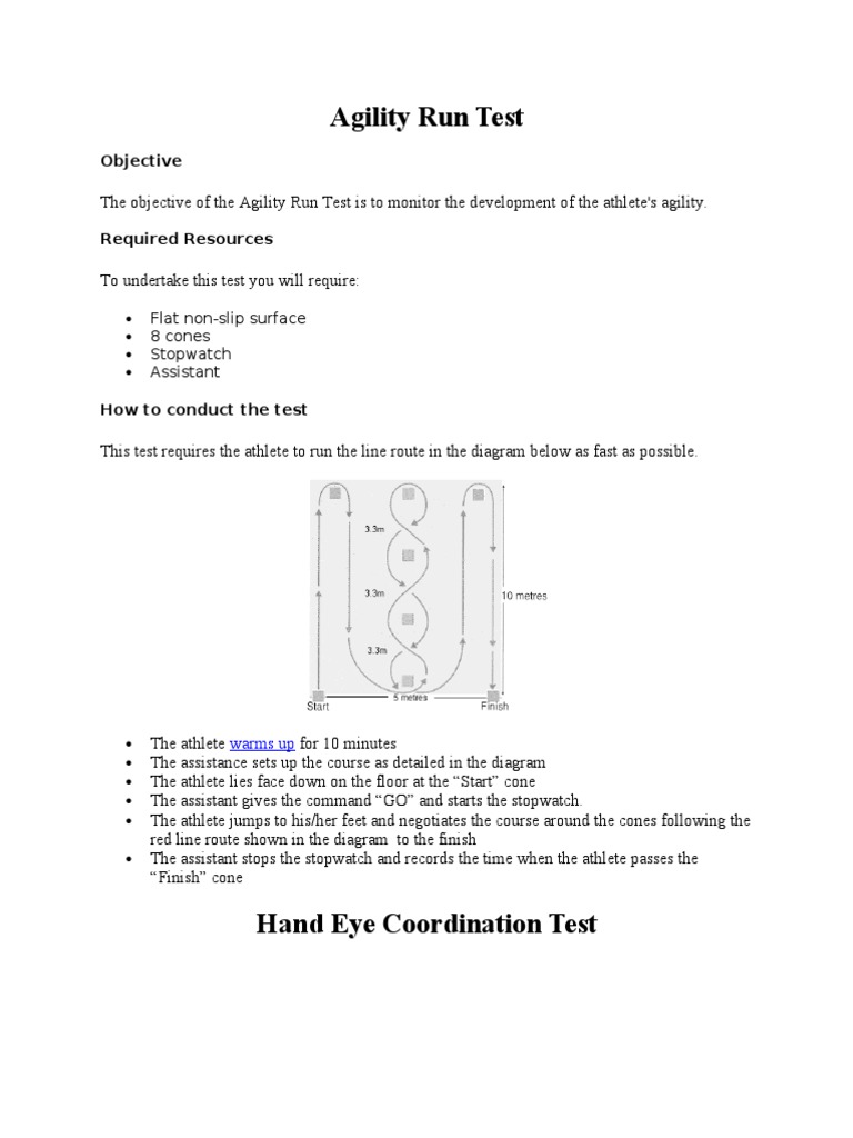 Agility Run Test | PDF | Sports | Leisure