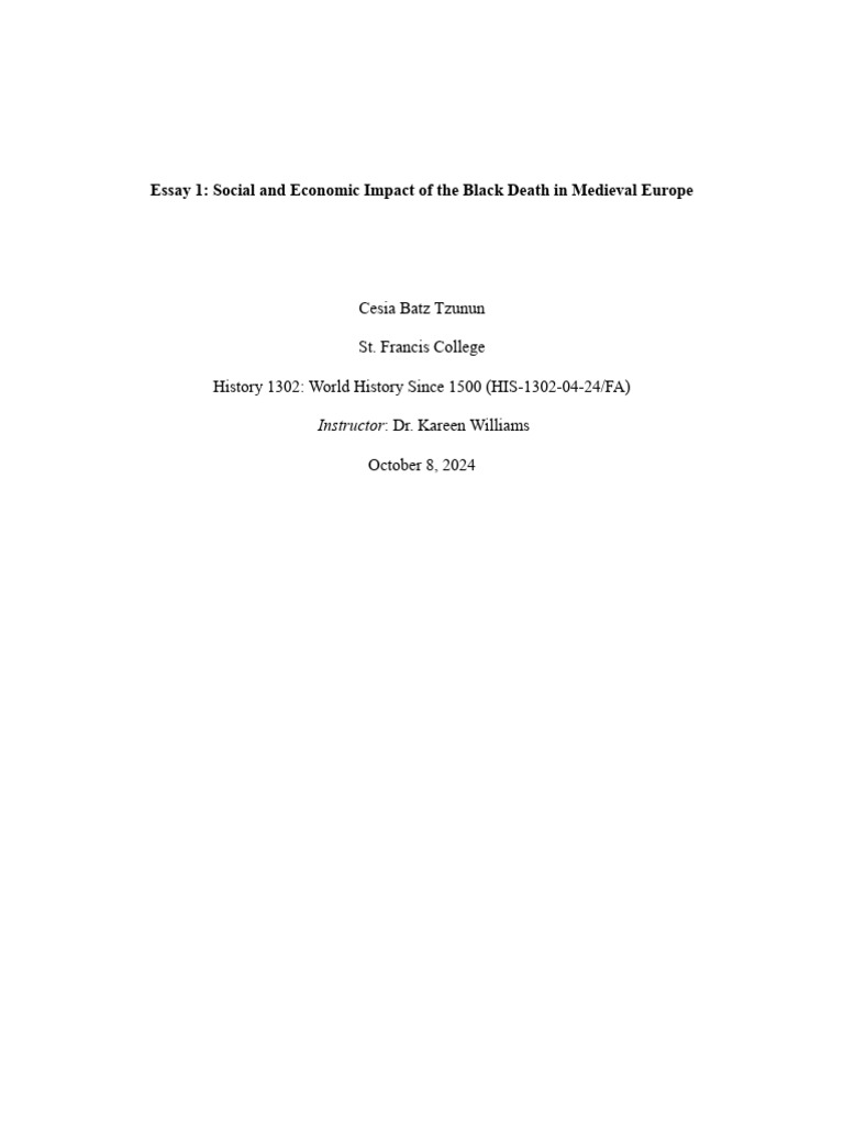 Social and Economic Impact of The Black Death in Medieval Europe ...