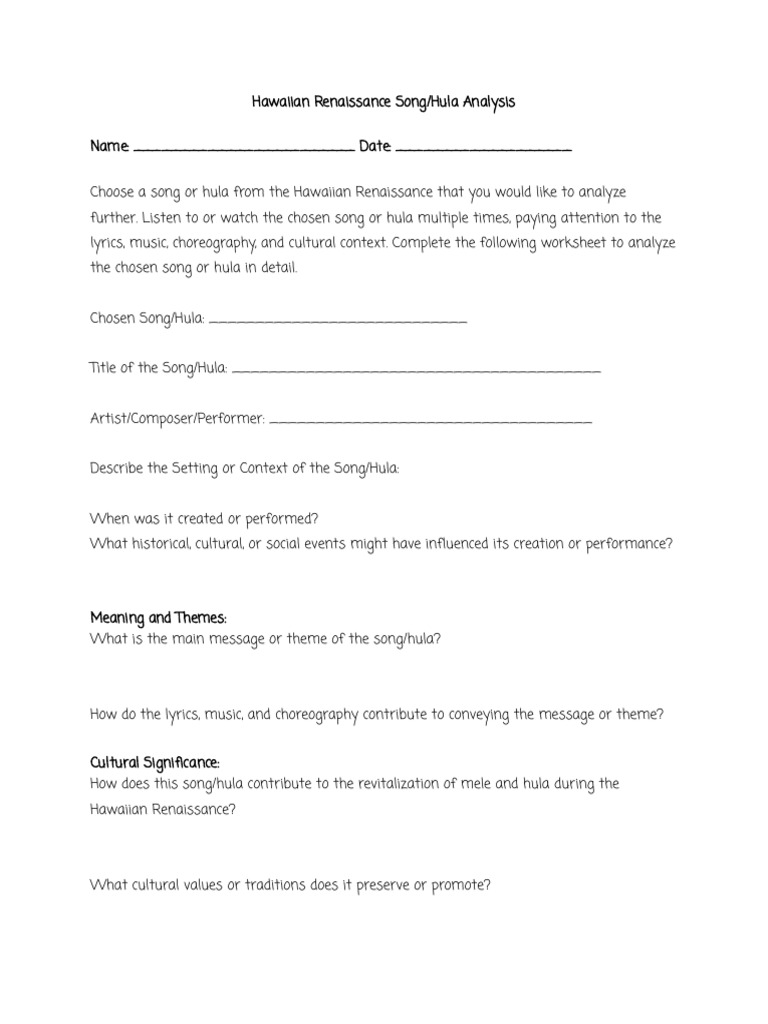 Hawaiian Renaissance Song - Hula Analysis | PDF