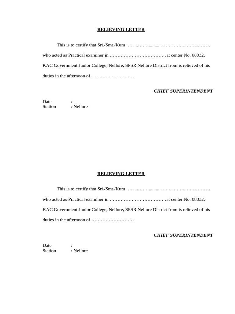 Relieving Letter | PDF