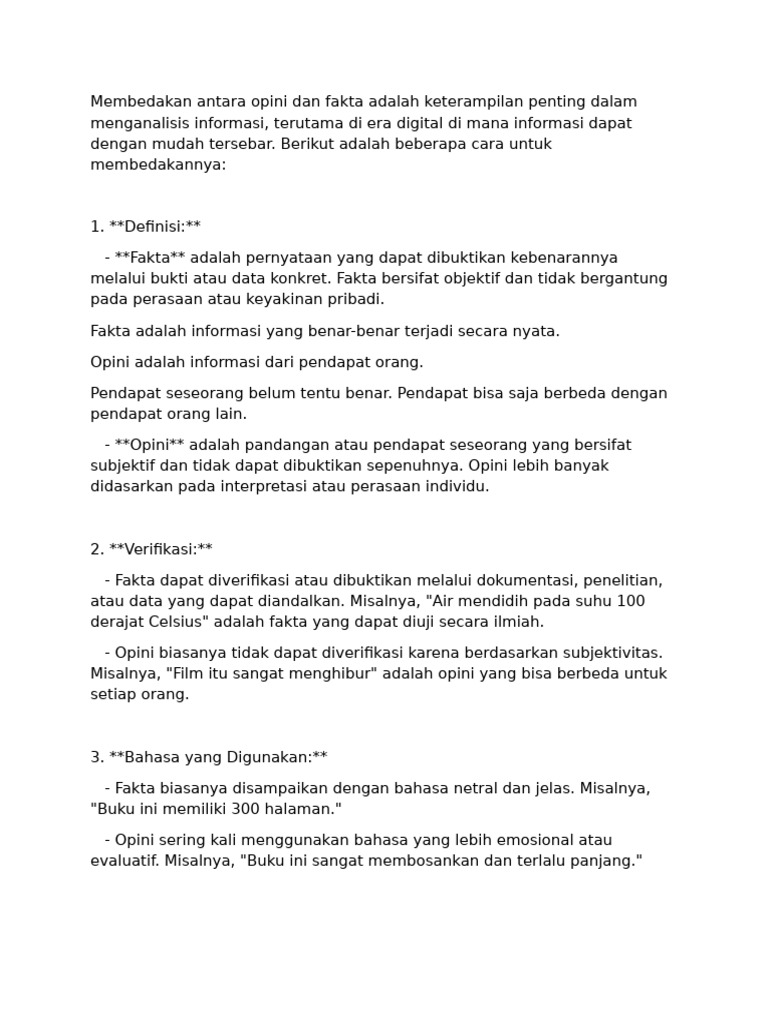 Membedakan Antara Opini Dan Fakta Adalah Keterampilan Penting Dalam ...